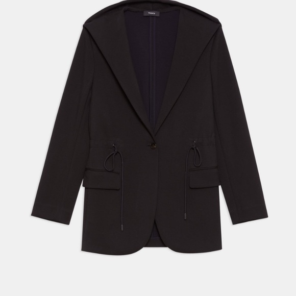 Theory | Jackets & Coats | Theory Small Black Navy Hooded Drape Jacket ...